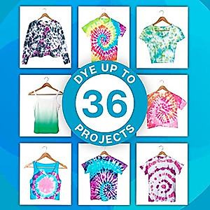 Tulip One-Step Tie-Dye Party, 18 Pre-Filled Bottles, Creative Group Activity, All-in-1 Fashion Design Kit, 1 Pack, Rainbow
