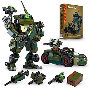 MyBuild Mecha Frame Armed Forces 7002 - Ajax Mech and Army Vehicle Building Toy Military Themed Builing Brick Set