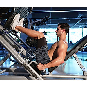 Pudolla Men’s 2 in 1 Running Shorts 7" Quick Dry Gym Athletic Workout Shorts for Men with Phone Pockets(Black Camo Large)