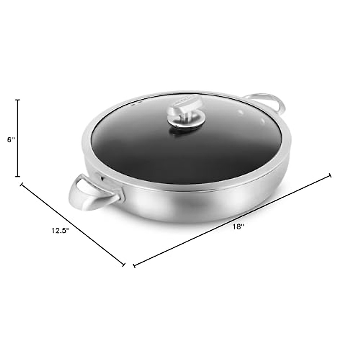 Scanpan CX+ 12.5" Braiser - 5.5-quart - Stratanium Plus Nonstick Chef's Pan - 5-ply Stainless Steel