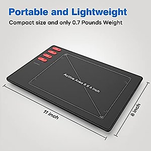 Graphics Drawing Tablet with 8 x 6 Inch Active Area Drawing Tablet, Battery-Free Pen and Express Keys Compatible for Mac/Windows/Android OS