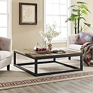 Modway Attune 43.5" Coffee Table With Solid Pine Wood Top In Brown