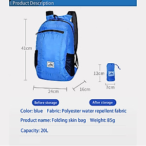 Lywencom Hiking Backpack,Ultra-Light 20L Waterproof Folding Sports Lightweight Waterproof Backpack Suitable for Outdoor Camping Picnic (blue)