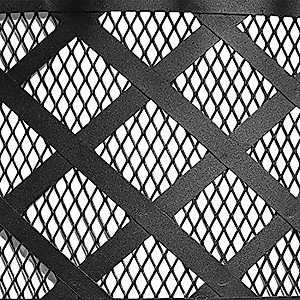 Sunnydaze 40-Inch Round Steel Fire Pit Table with Durable Spark Screen and Poker - Portable Design - Black - Diamond Weave