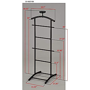 KB Designs - Suit & Tie Freestanding Valet Stand Clothing Organizer Rack, Black