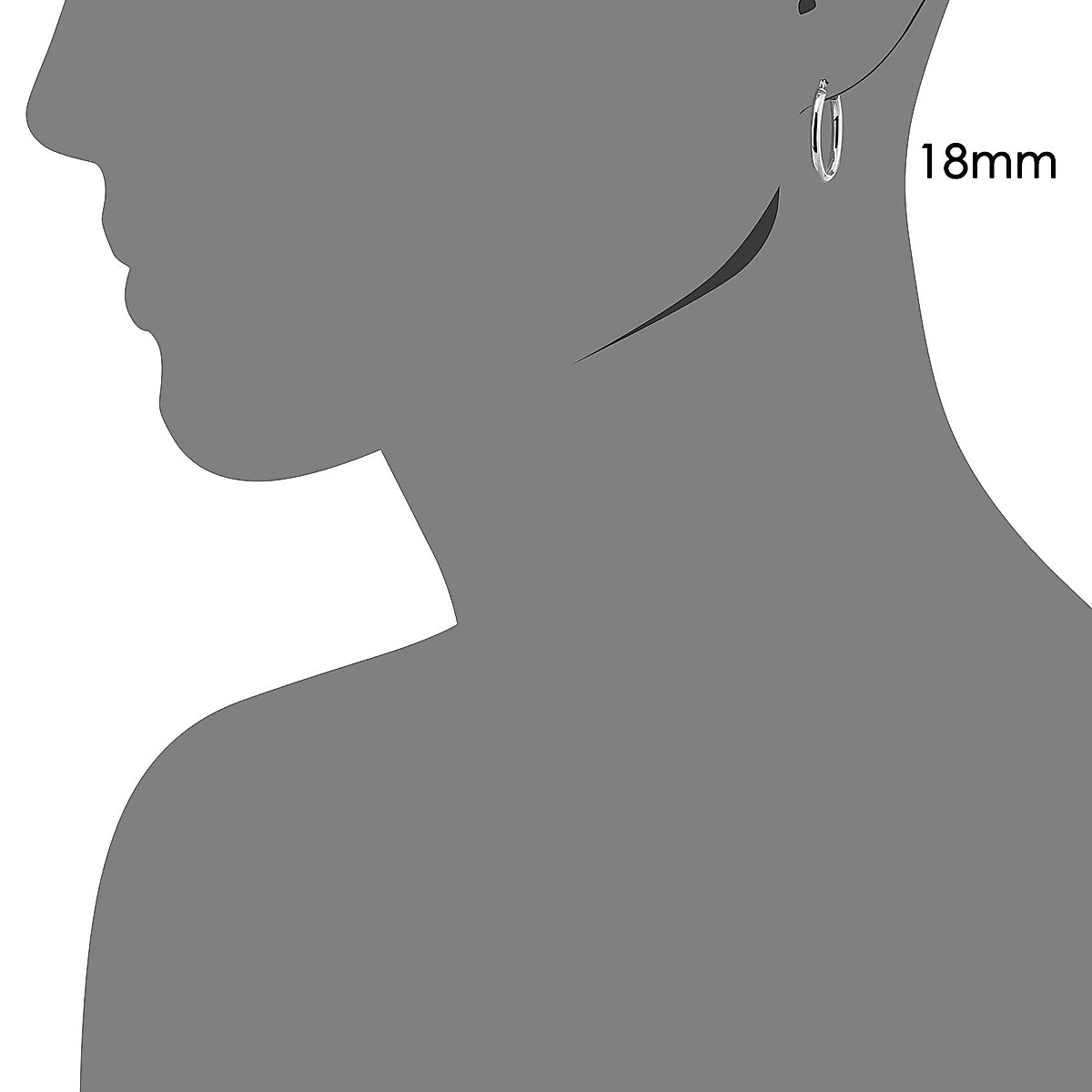 14k White Gold Polished Round Hoop Earrings, 18mm (0.7 inch Diameter)…