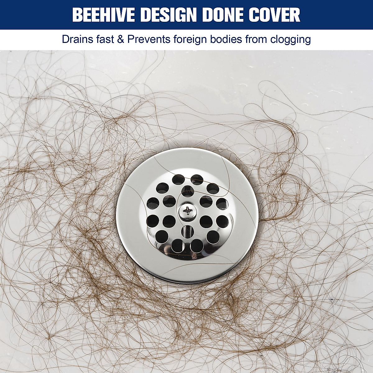 Enhon Universal Bath Tub Drain Linkage Assembly with Trip Lever and Strainer Done Cove, Bathtub Drain Kit, Fit for Trip Lever Bath Tub Waste and Overflow Drain, Chrome