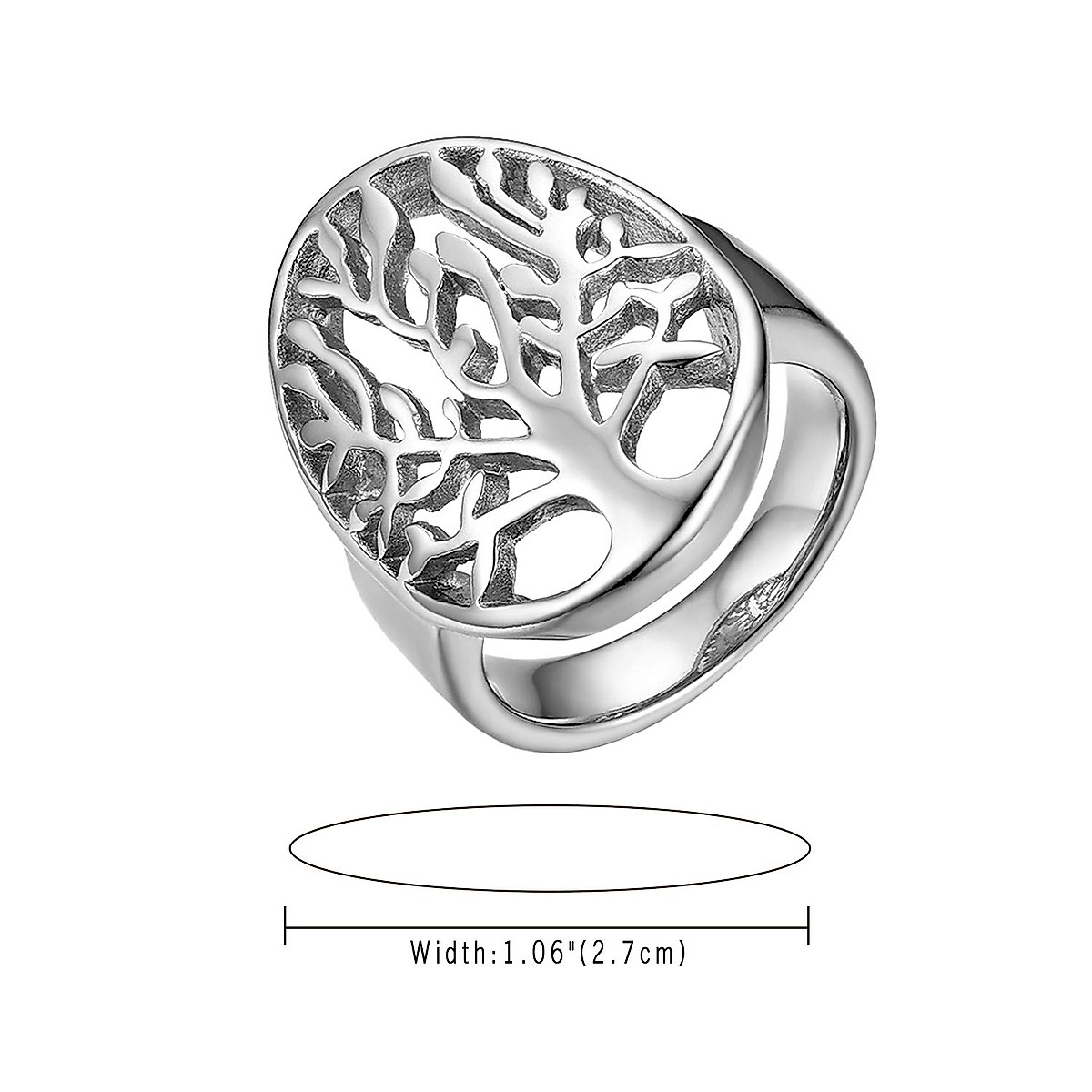 OIDEA Stainless Steel Hollow Tree of Life Wedding Rings for Women,Size 11