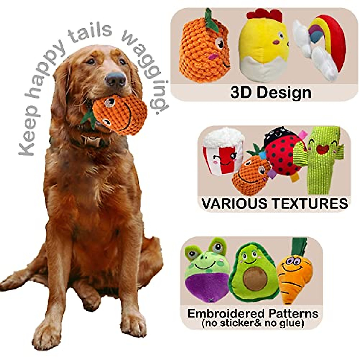 Jalousie 18 Pack Dog Squeaky Toys Cute Stuffed Pet Plush Toys Puppy Chew Toys for Small Medium Dog Puppy Pets - Bulk Dog Squeaky Toys