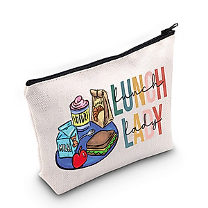 WZMPA Lunch Lady Cosmetic Makeup Bag School Lunch Lady Appreciation Gift Zipper Pouch Bag For Cafeteria Worker School Lunch Server Gift (Lunch Lady)