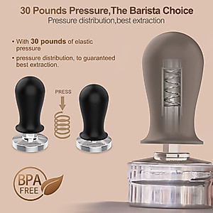 Coffee 51mm Espresso Calibrated Tamper: KitchenBoss Espresso Pressure Tamper, Coffee Spring Loaded Tamper Espresso Hand Tamper | Weighted Coffee Espresso Tamper 51 MM