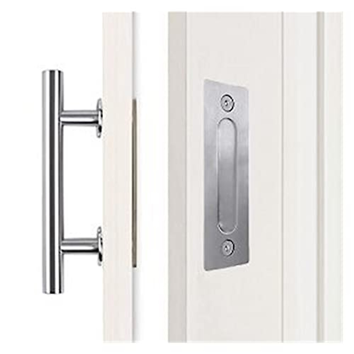 Sliding Door Hardware Gifsin 12in Sliding Barn Door Handle Stainless/Carbon Steel Flush Pull Set Pull Handle Heavy Duty Wood Interior Door Hardware Perfect For A Study Dining Room Area ( Color : Black