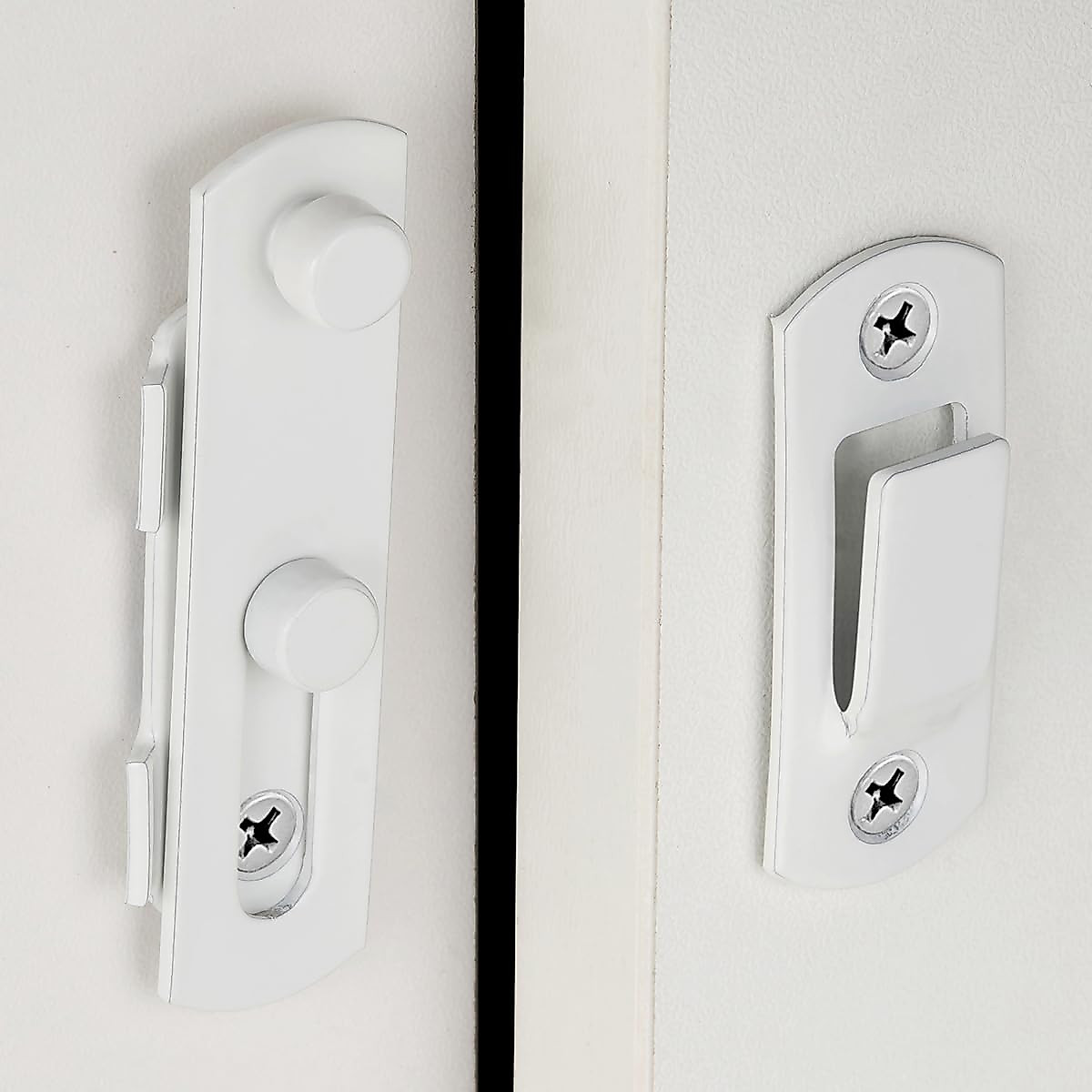 INIRET 4 Packs Barn Door Latches，2.75” x 2.02” White Stainless Steel barn gate flip Door Latch Bi-fold Door Lock,Sliding Door Antique Lock Gate Latches Wine Cabinet Closet Door Latches，White Finish