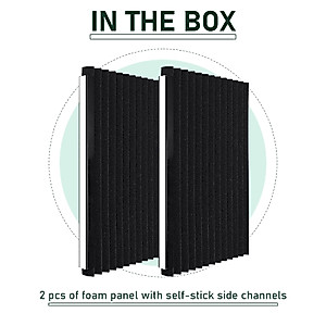 Flehomo Window Air Conditioner Insulation Foam Panels, AC Side Panels Kit, 17in H x 9in W x 7/8in T, Pack of 2, Black
