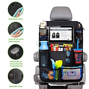 SZcomell Backseat Organizer 2 Pack 9 Storage Pockets and a Touch Screen Tablet Holder, Car Seat Back Organizer and Storage for Kids Toy iPad Bottle Snacks Books