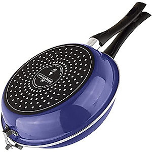 MAGEFESA Blue Frittata Pan. Double layer non-stick frying pan, vitrified steel, compatible with all types of fire, including induction, Dishwasher safe, Ergonomic handle (9,4”) (BLUE)