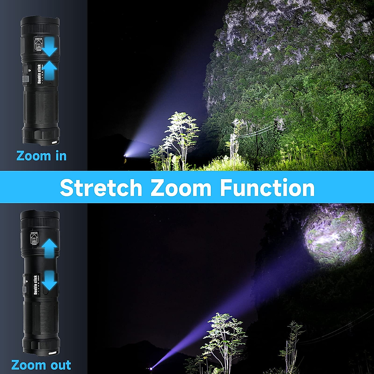 Rechargeable High Lumens, Super Bright Flashlights with COB Work Light, High Powered, Powerful Handheld Led Tactical Flashlights for Emergencies Camping Hiking,120000 Lumens