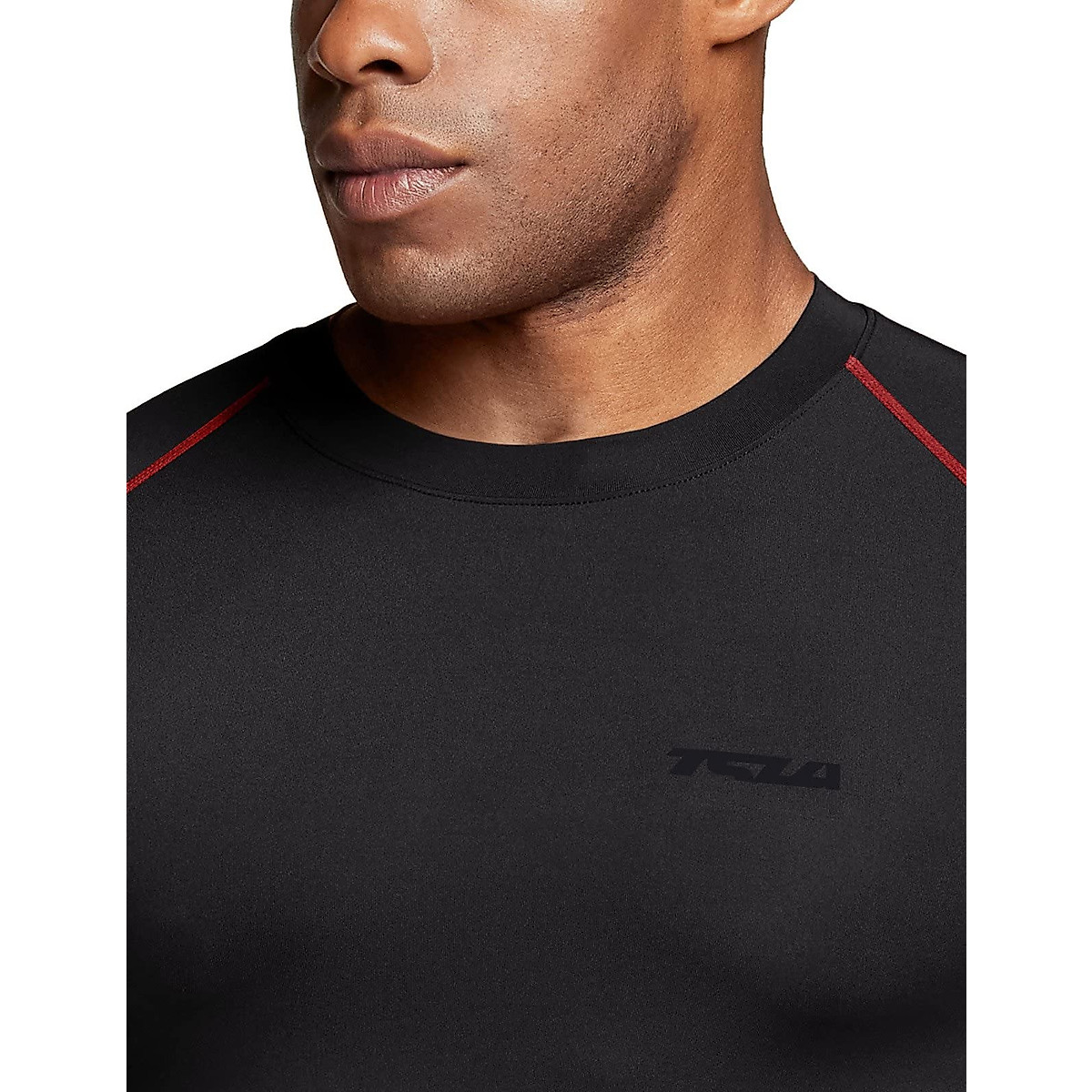 TSLA Men's Thermal Long Sleeve Compression Shirts, Athletic Base Layer Top, Winter Gear Running T-Shirt, Heat Core 2pack Black & Red/Olive, Large