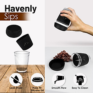 Haven Cup | Reusable Coffee Cup (Glass) | 12oz - Heat Resistant Glass | Coffee Tumbler with Silicone Sleeve and Leakproof Lid (Sip Lid) - Borosilicate Coffee Mug, Reusable Coffee Cup