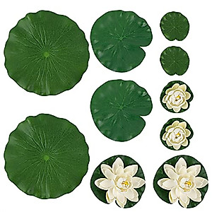 Framendino, 9 Pack Artificial Floating Foam Lotus Flower Decor Realistic Water Lillies Water Lily Pads Ornaments for Ponds Decoration