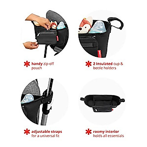 Skip Hop Universal Stroller Organizer, Grab & Go, Black Grey Stripes
