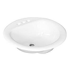 Prime-Line MP52100 Bathroom Sink, 19 in Round, White, Porcelain, Self Rimming, (single pack)