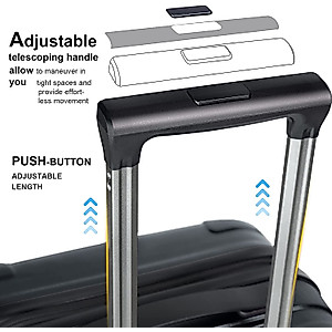 GigabitBest Luggage Sets Clearance Spinner Wheels Suitcase 3 Piece Set PC+ABS with TSA Lock Carry on Hardshell Lightweight 20in 24in 28in, Black