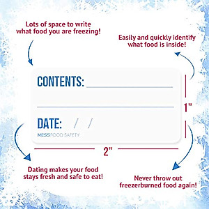 MESS Dissolvable Freezer Labels - 500 Removable Food Container Labels - Blank Labels for Food Containers - Dissolvable Food Labels Stickers -Freezer Tape - Bottle Labels, Jars Food Storage Labels 1x2"