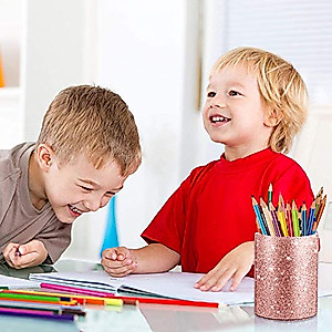 Pencil Cup, Pen Cup PU Glitter Pen Holder Shiny Pen Pencil Stand Pencil Holders Makeup Brush Holder Pen Pencil Organizer Case for Desk Organizer and Storage Box Office Classroom Home (Pink)