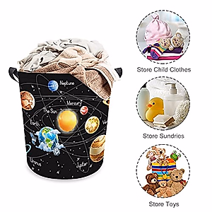 Galaxy Space Solar System Collapsible Laundry Baskets Hamper Large Dirty Clothes Basket with Handles Washing Bins Toys Storage Organizer for Nursery Dorm Bedroom Bathroom