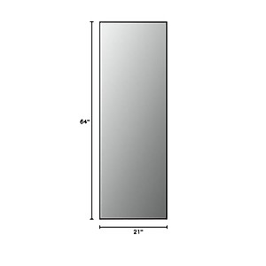NUTTUTO Full Length Floor Mirror with Black Aluminum Alloy Frame, 64"x21"