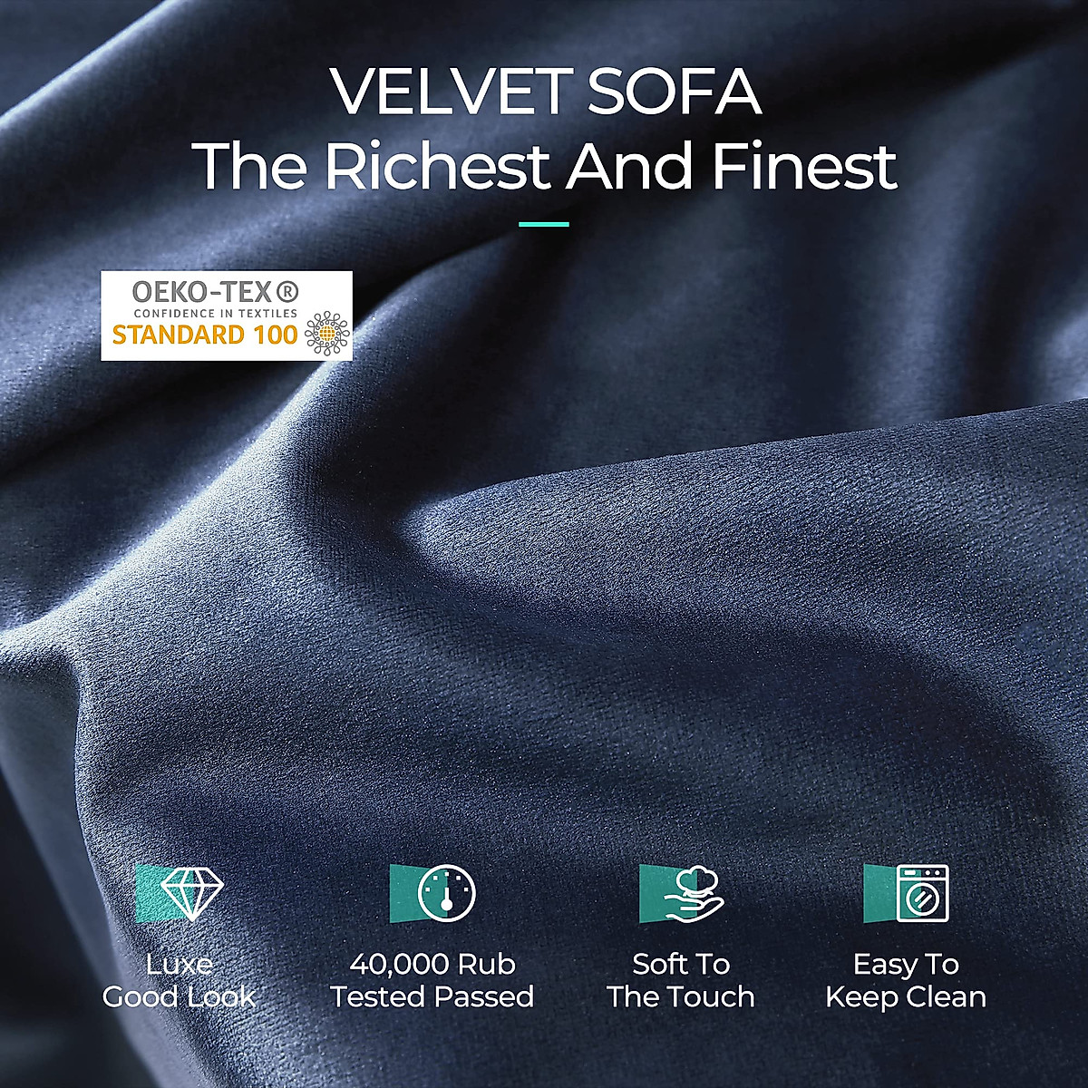 LINSY HOME Modular Sectional Sofa, Velvet Sectional Sofa Couch with Memory Foam, L Shape 5 Seat Modular Sectionals with Ottomans, Sleeper Sofa Couches with Chaise for Living Room, Blue