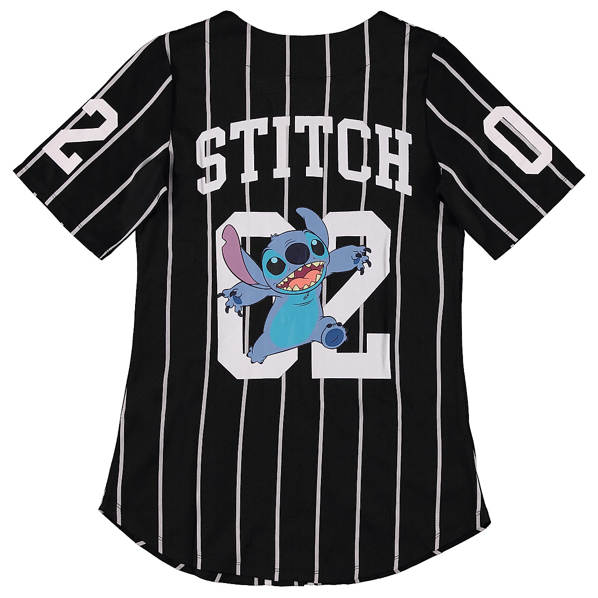 Disney Ladies Lilo and Stitch Shirt - Ladies Classic Lilo and Stitch Baseball Jersey Lilo and Stitch Mesh Jersey (Black, Medium)