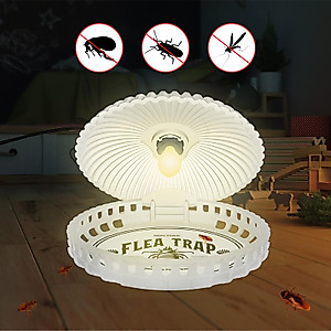Flea Trap for Inside Your Home, Electric Flea Light, Refillable Flea Traps for Indoor with Refill Including Replacement Sticky Pads and Bulbs, Pet Safe, Pack of 2