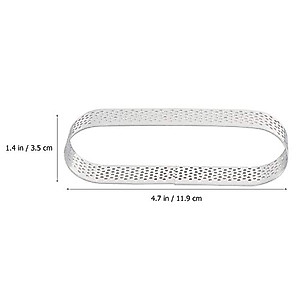 FRCOLOR Ring Cake Mold, Oval Stainless Steel Perforated Tart Ring Mold Dessert Mold Quiche Mold, 11. 9cm