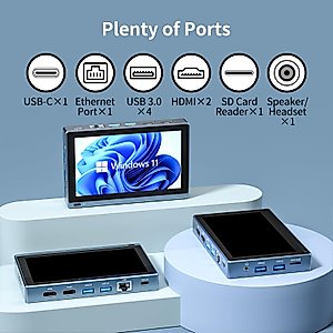 HIGOLEPC Mini PC Windows 11 PRO,Celeron J4125 Mini Computer,8GB DDR,256GB EMMC,Mini PC with Screen,Micro PC Support 4K HDMI Double Display,WiFi 5.0, BT4.2, Gigabit Ethernet
