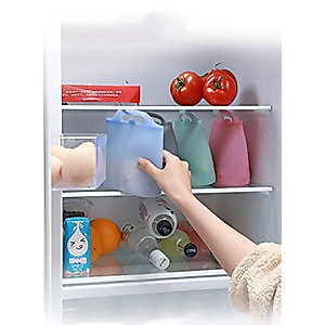 Upgraded 2 Pack Reusable Silicone Food Bag Zip Lock Containers, BPA Free Leakproof Storage Bags for Fruit/Snack/Vegetables (Pink/Blue)