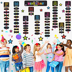 158 Pcs Classroom Birthday Chart Bulletin Board Decoration Set Chalkboard Brights Our Class Birthdays Poster Months of The Year for Classroom Birthday Cutout Happy Birthday Calendar Bulletin Board
