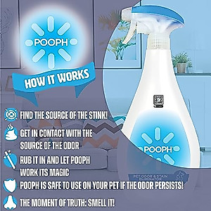 Pooph Pet Odor Eliminator, 32oz Spray - Dismantles Odors on a Molecular Basis, Dogs, Cats, Freshener, Urine, Poop, Pee, Deodorizer, Natures, Puppy, Fresh, Clean, Furniture, Potty, Safe