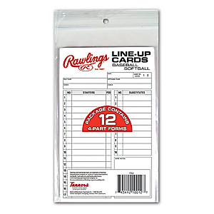 Rawlings | SYSTEM-17 Lineup Card Refill Pack | Baseball/Softball | Four-Part Lineup Cards
