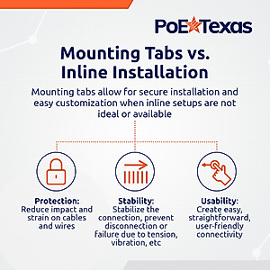 PoE Texas 48v to 24v PoE Converter - Inline PoE Splitter with 24 Volt 25 Watt PoE or DC - Converts IEEE 802.3at PoE+ to 24V Passive PoE or 24V DC Output with Gigabit Data for Ubiquiti and Mikrotik