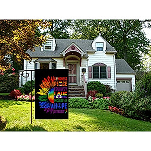 Sunflower Pride Flag Kindness Peace Equality Love Inclusion Hope Diversity Garden Flag 12x18 Vertical Double Sided Be Kind Yard Sign LGBT Community Outdoor Spring Summer Fall Winter Decorations