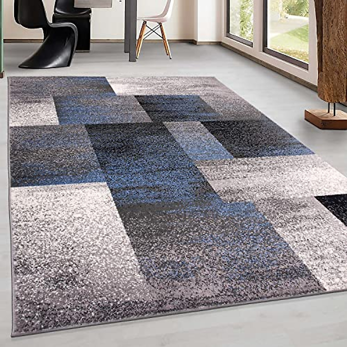 Rugshop Modern Distressed Boxes Area Rug 2' x 3' Blue