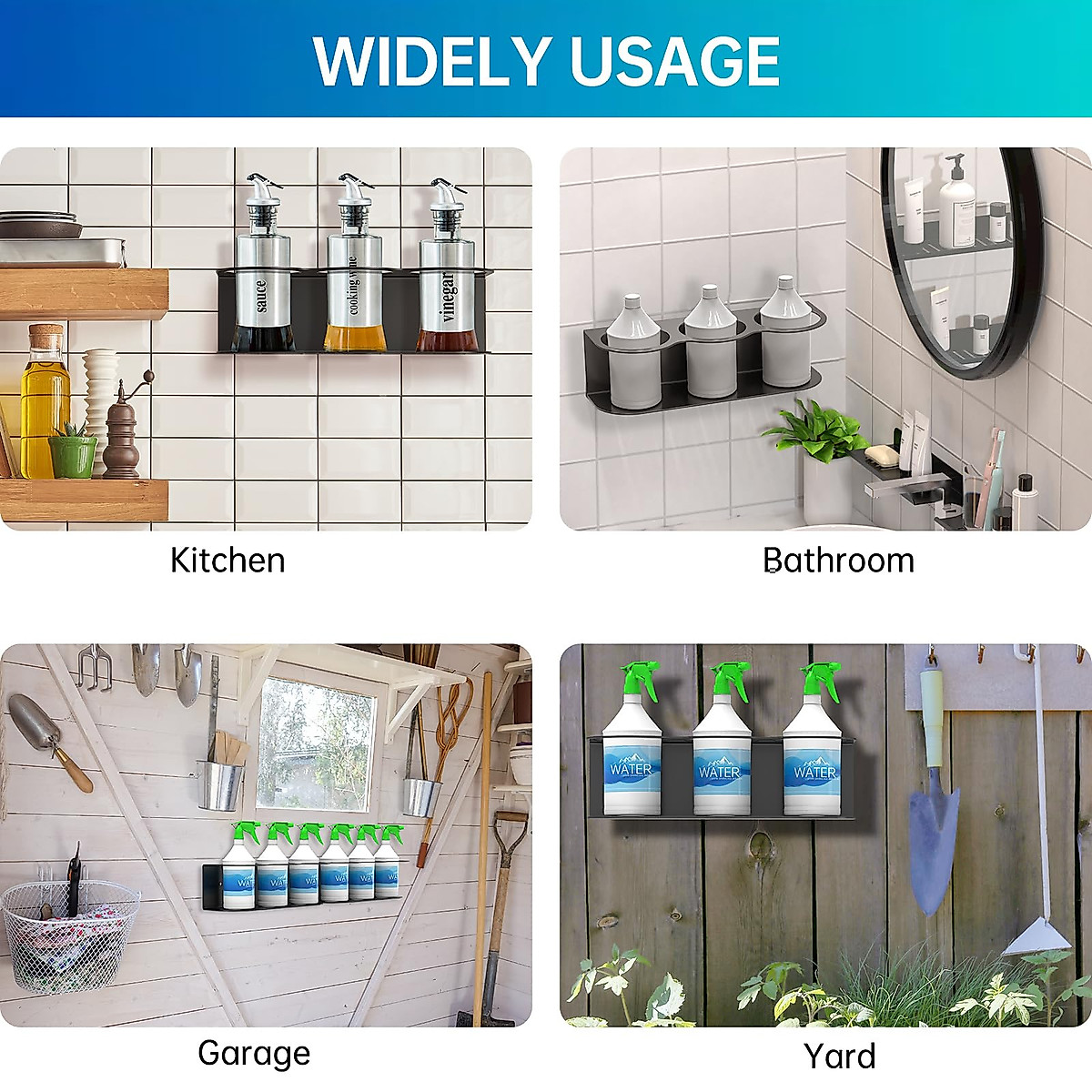 IRENPORU 3 Holes All-Purpose Spray Bottle Holder Wall Mount Heavy Duty Spray Can Holder Rack Organizer Storage for Home Garage Workspace