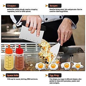 Griddle Accessories Kit, 30PCS Flat Top Grill Accessories Kit for Blackstone and Camp Chef, Stainless Steel Griddle Grill Tools with Enlarged Spatulas, Scraper, Tongs, Carrying Bag for Outdoor BBQ