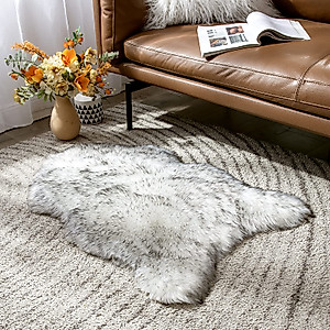 MIULEE Fluffy Rug Soft Shaggy Faux Fur Area Rug Luxury Plush Sheepskin Carpet for Bedroom Living Room Sofa Chair 2 x 3 Feet, Gradient Grey