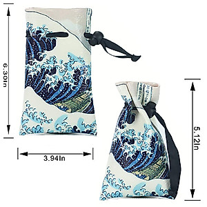 QIELIZI DND Dice Bag Pouch,PU Leather Dragon Dice Pouch Wih 7 Die Set Perfect for Dungeons and Dragons RPG D&D Dices, Coins and Accessories(Huge Wave)