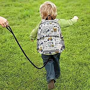 ZOEO Toddlers Backpack Kids Childish Truck Excavator Bookbag for Boys Girls 3-6 Years Preschool Kindergarten Cute Mini Bags with Safety Leash Daypack