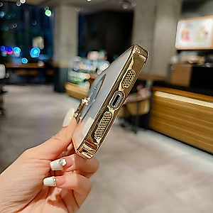 Mangix for iPhone 13 Pro Max Case,Magnetic Clear [Compatible with MagSafe] Camera Lens Protector Plating Luxury Cover for Women Girls Soft TPU Shockproof for Apple iPhone 13 Pro Max 6.7inch