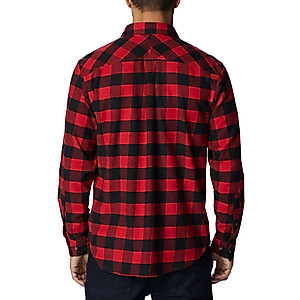 Columbia mens Flare Gun Stretch Flannel, Mountain Red Twill Buffalo Check, Large